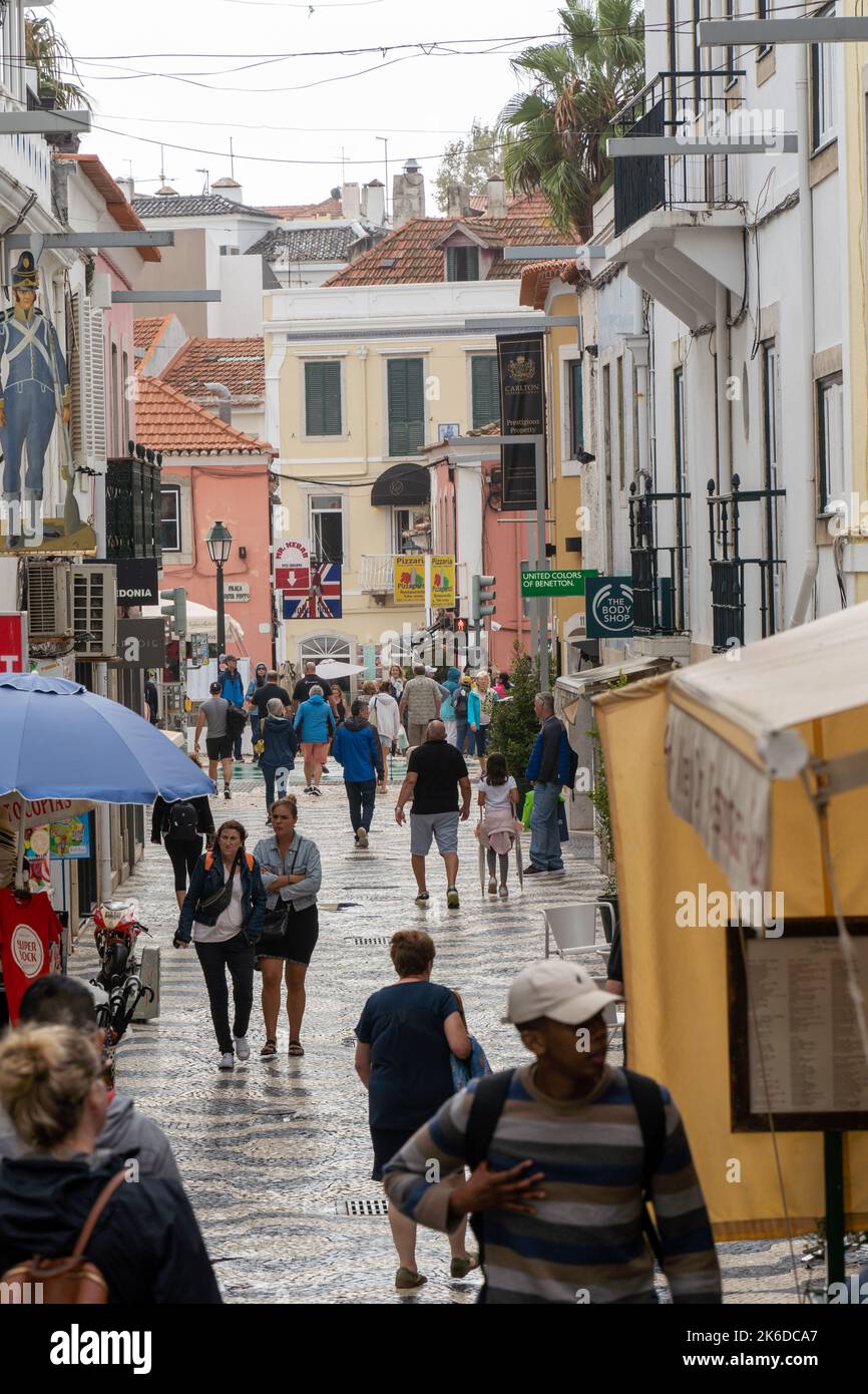 Cascais, Portugal - September 2022: Touristic shops and restaurants in ...