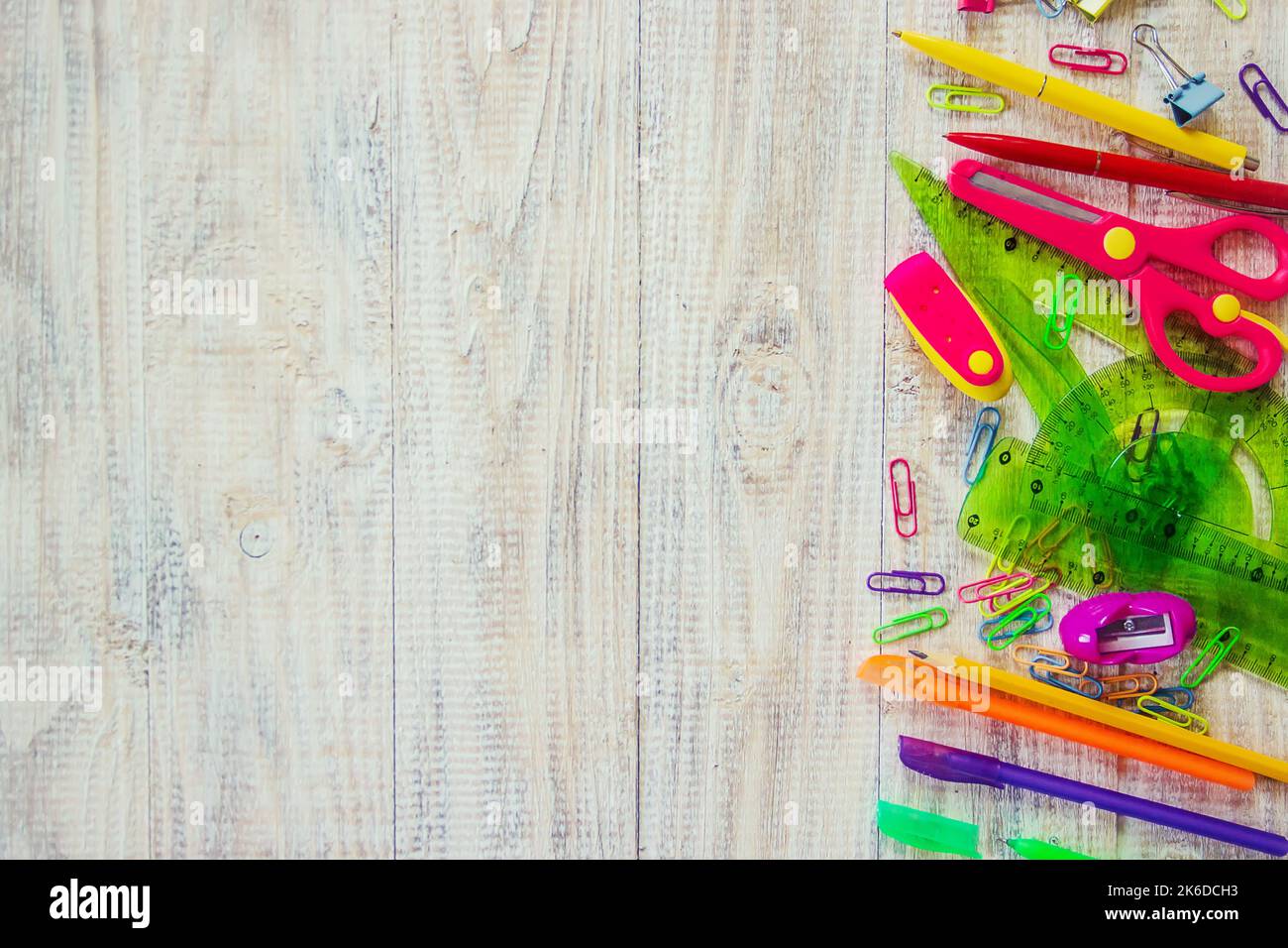School items. It's time to go to school. Selective focus Stock Photo ...