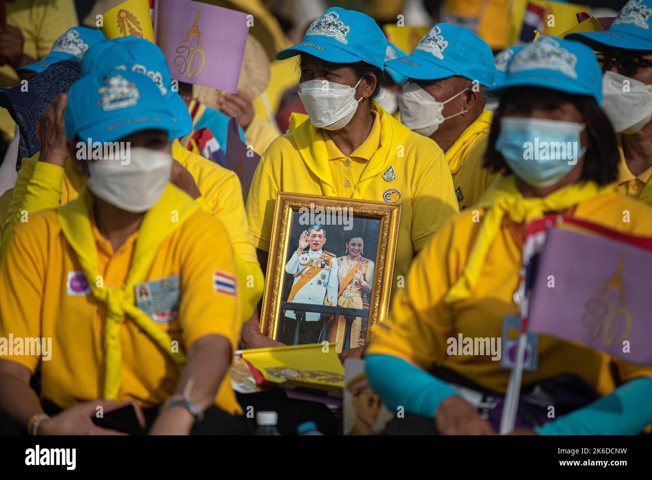 Thai royalist supporter holds the portrait of Thai King Maha ...