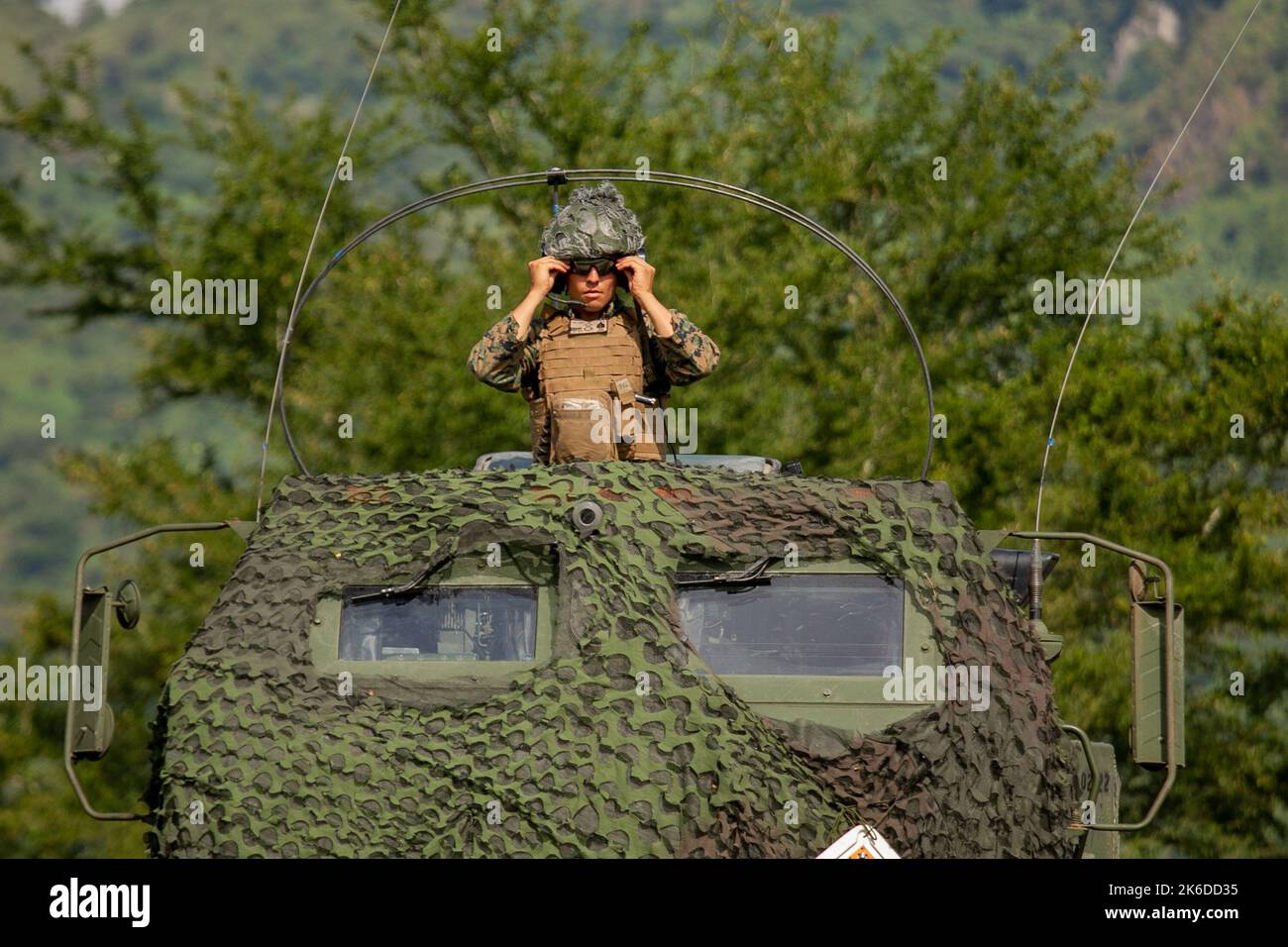 Manila, Philippines. 13th Oct, 2022. A US marine looks out above a ...