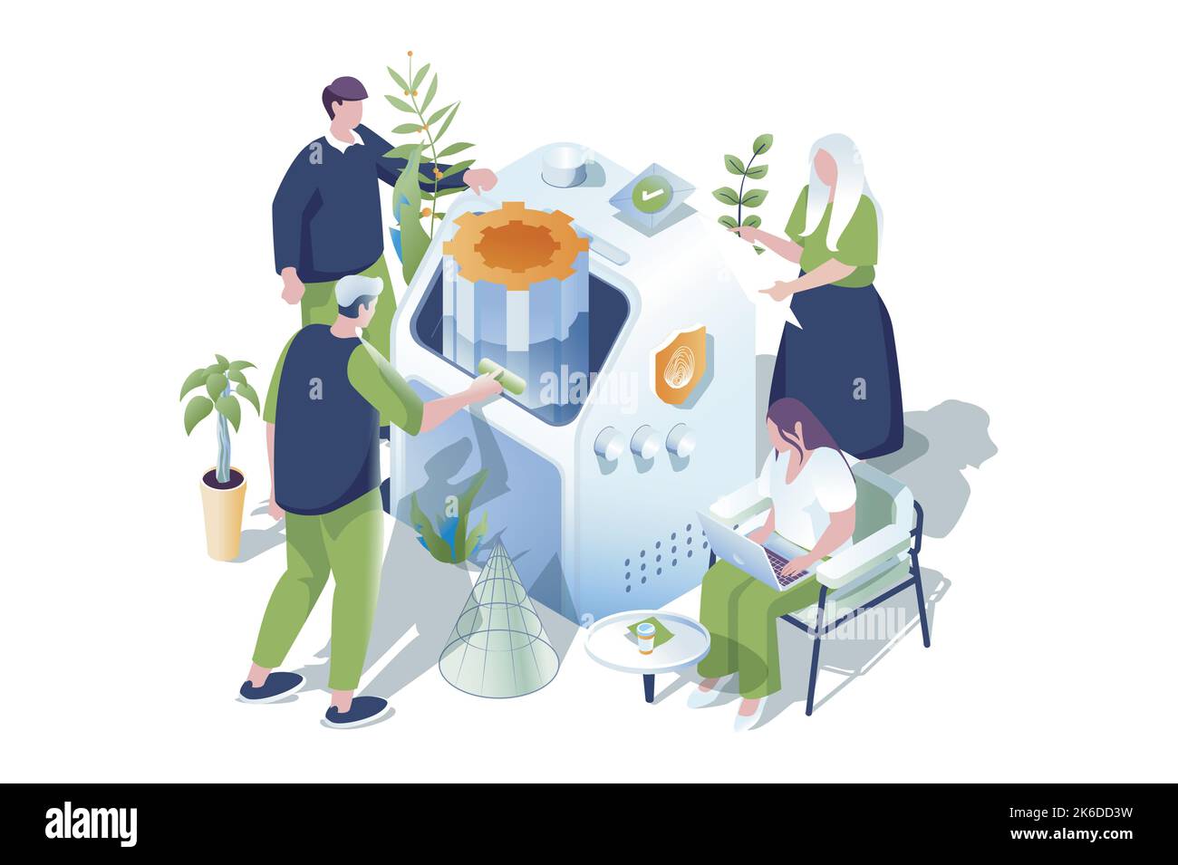 Developers team web concept in 3d isometric design. People developing ... Developers team web concept in 3d isometric design. People developing ...