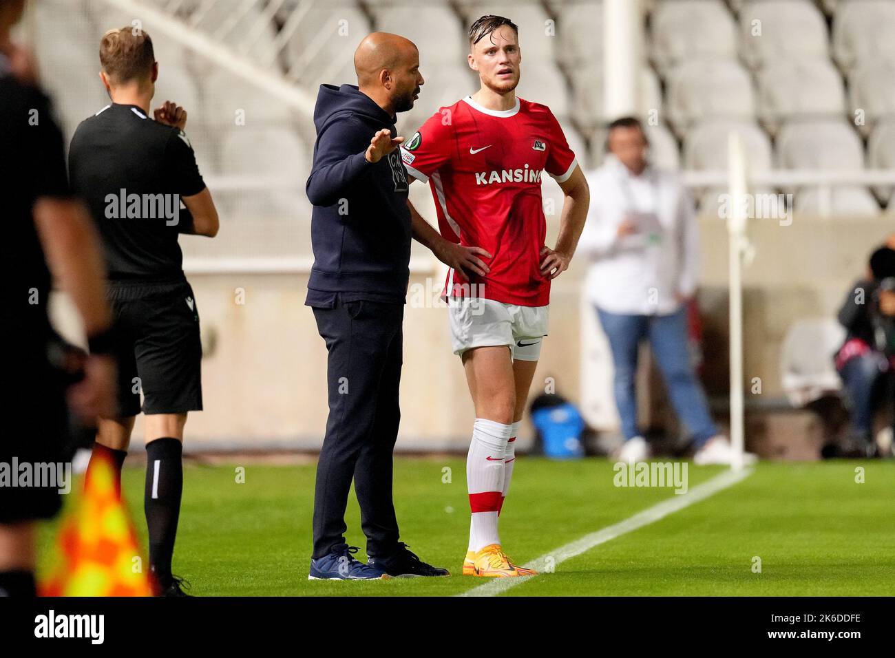LIMASSOL - (lr) AZ coach Pascal Jansen, Sam Beukema of AZ during the ...