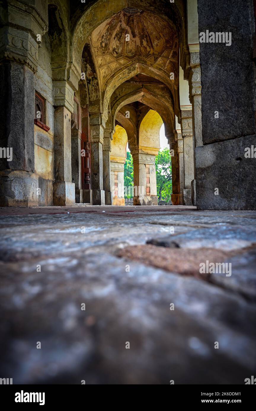 Ancient walls of the Tomb of Isa Khan located in the Humayun's Tomb ...