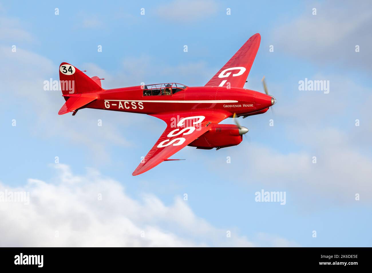 de Havilland DH.88 Comet racing aircraft airborne at the Race Day ...