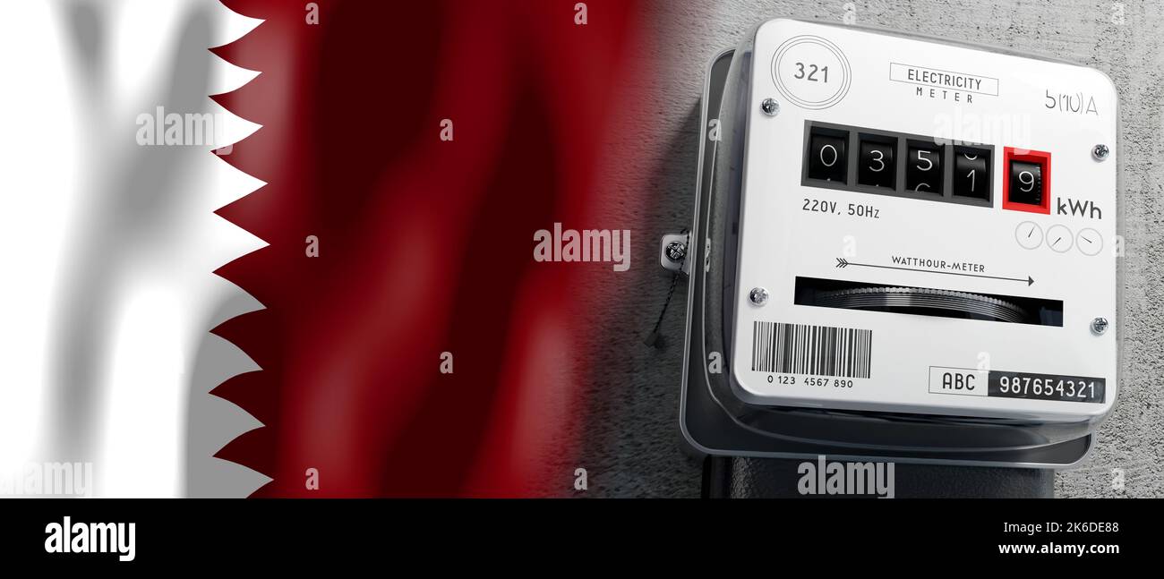 Qatar - country flag and energy meter - 3D illustration Stock Photo - Alamy