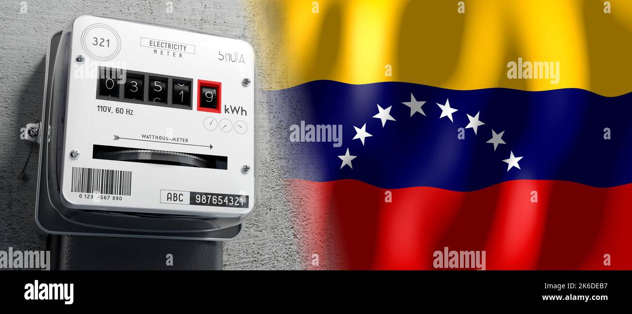 Venezuela - country flag and energy meter - 3D illustration Stock Photo ...