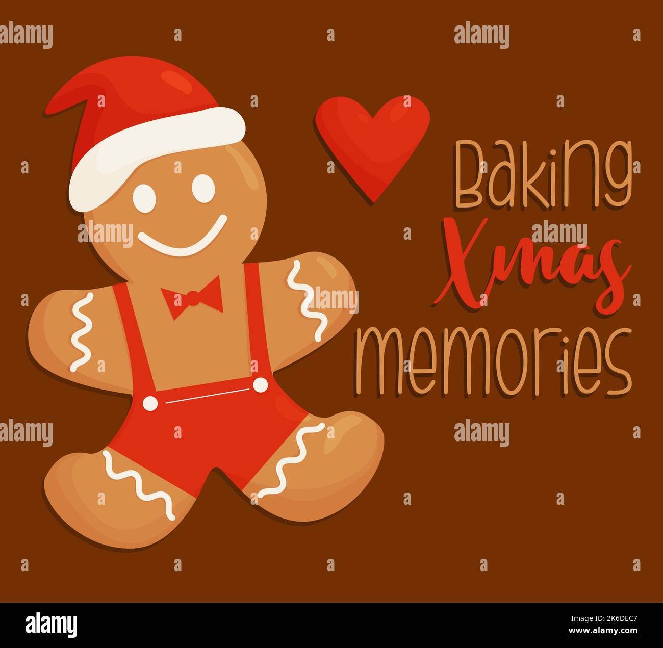 Christmas card with gingerbread man in santa hat and cool inscription ...