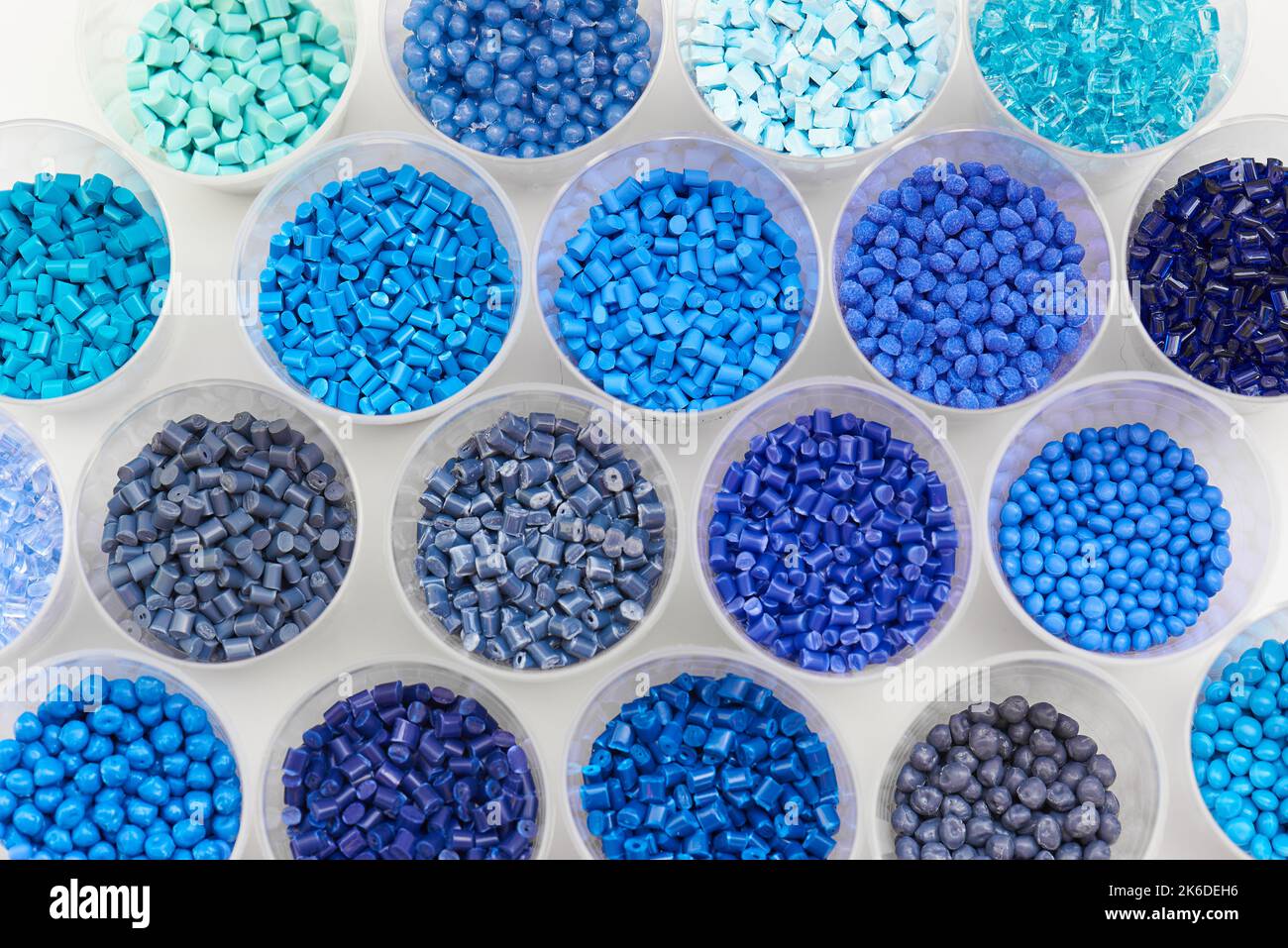 different blue plastic resin granulates for injection moulding process ...