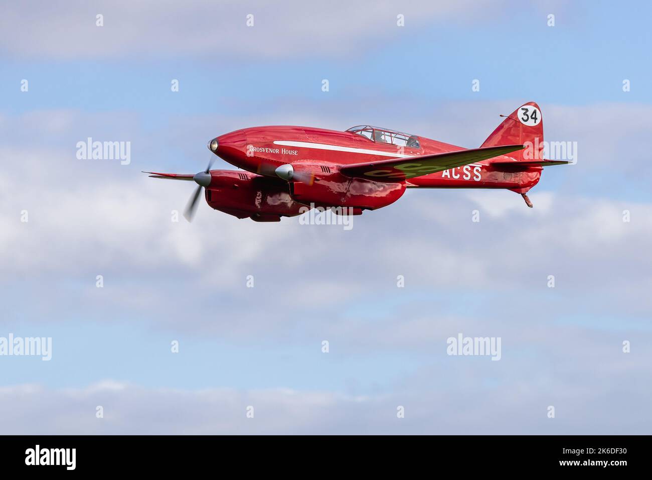 de Havilland DH.88 Comet racing aircraft airborne at the Race Day ...