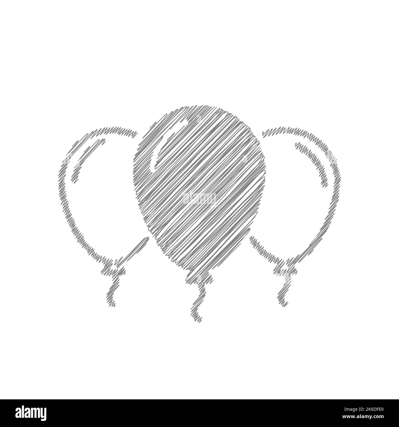Balloons grey sketch vector icon. Vector sign for mobile app and web ...