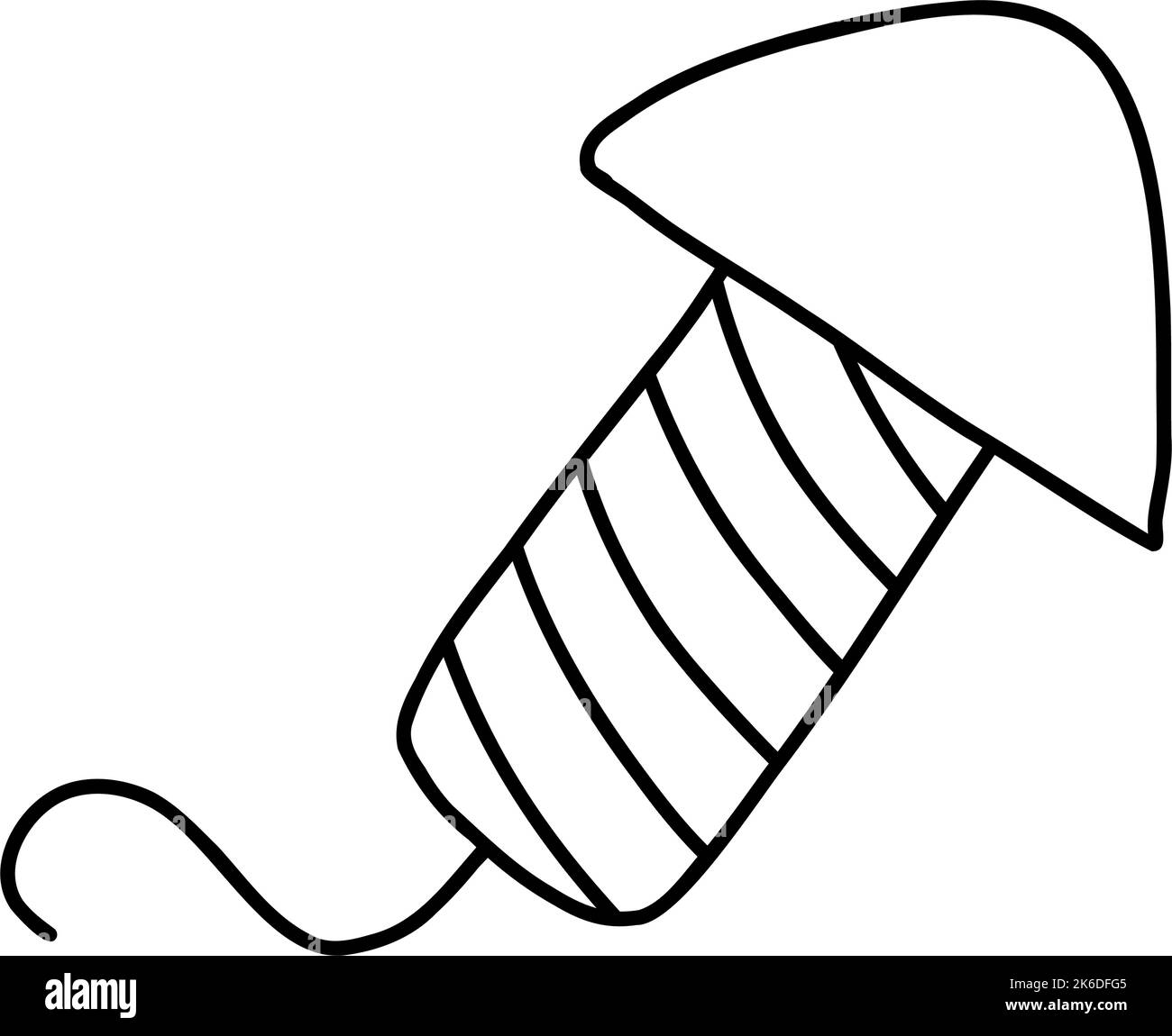 Hand drawn doodle firecracker, petard. Cartoon element, vector sketch ...