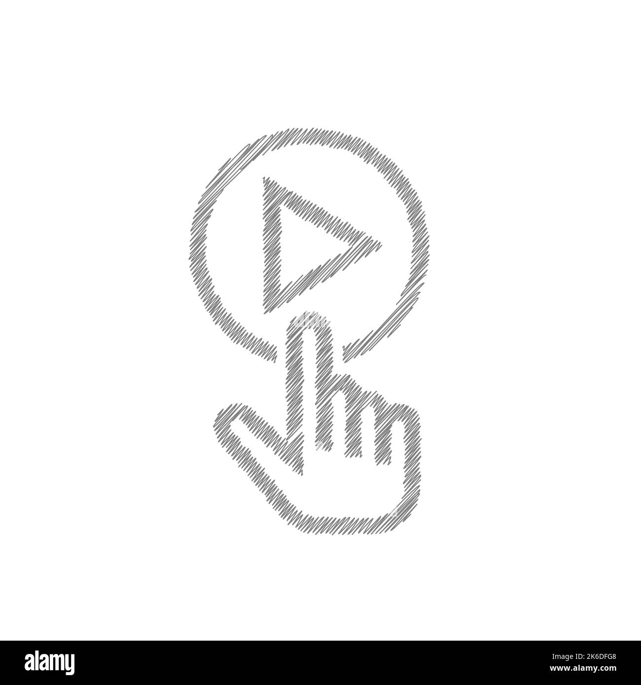 Finger pressing play button grey sketch icon Stock Vector Image & Art ...