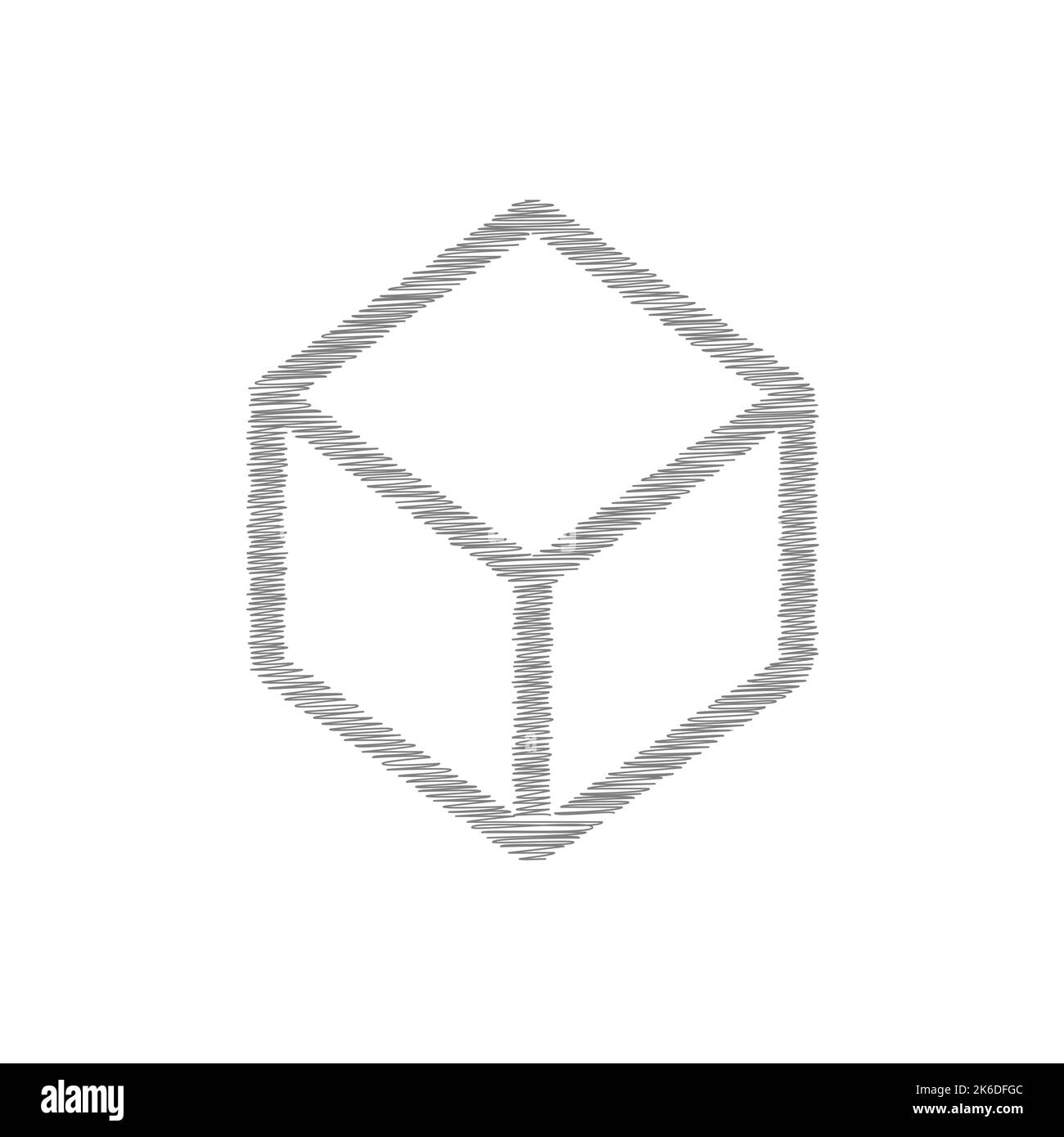 Cube grey sketch vector icon. Simple Vector Sign and Trendy Symbol for ...