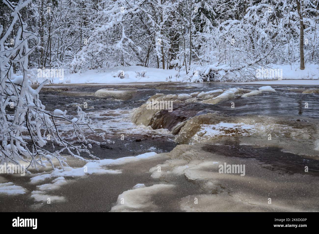 beautiful freezing river. ice rolls on the river Stock Photo - Alamy