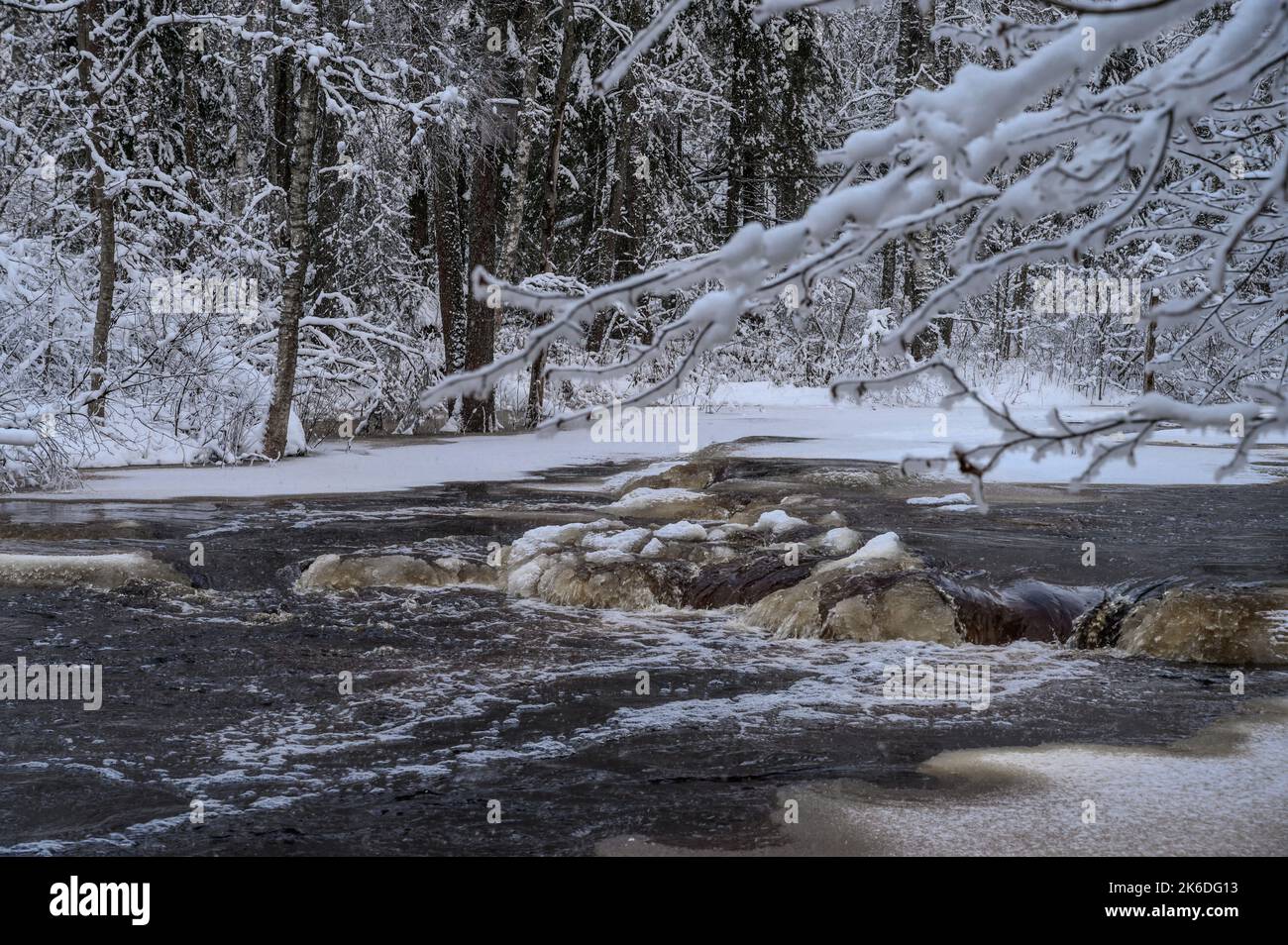 beautiful freezing river. ice rolls on the river Stock Photo - Alamy