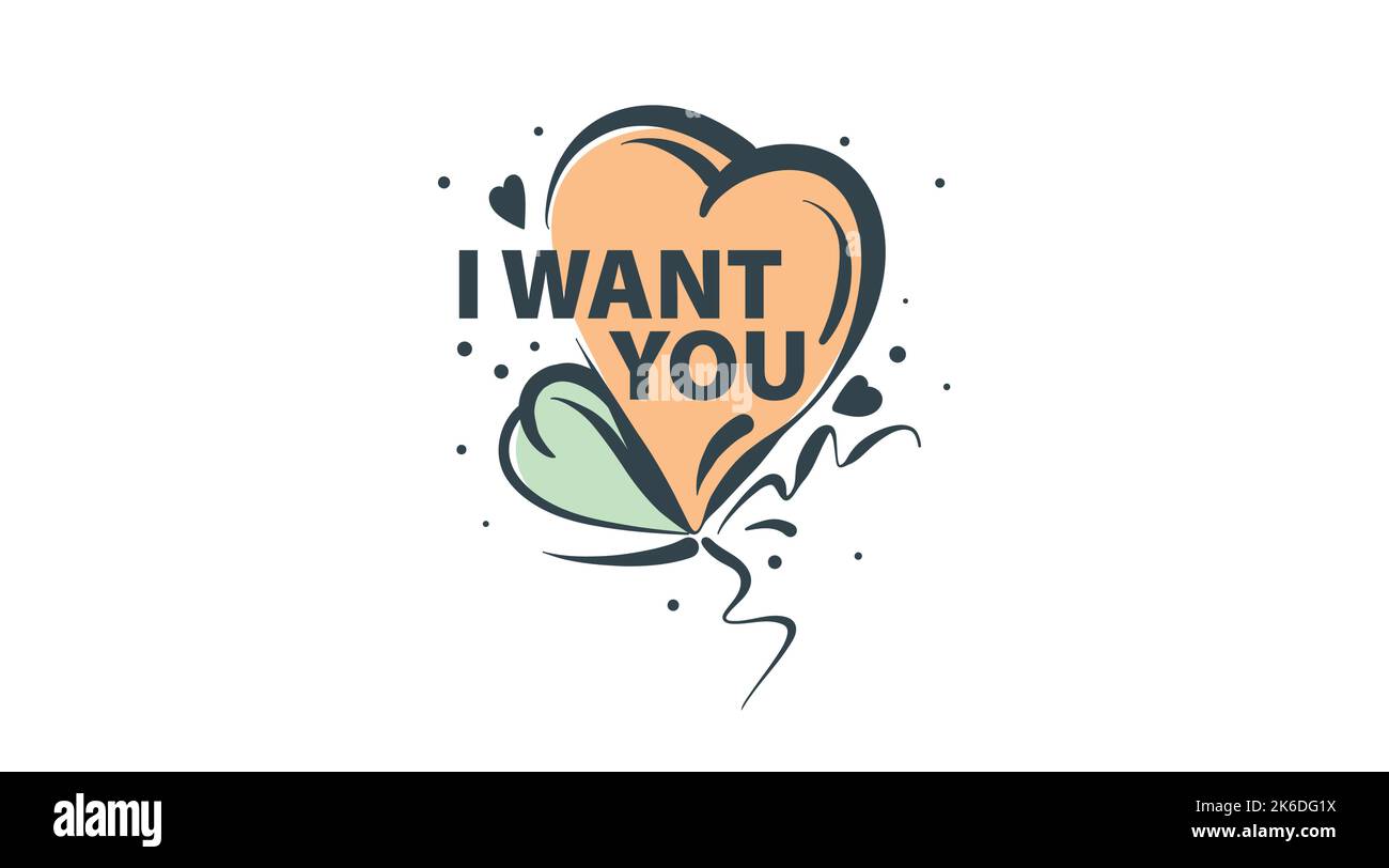 Vector illustration with the inscription I want you Stock Vector Image ...