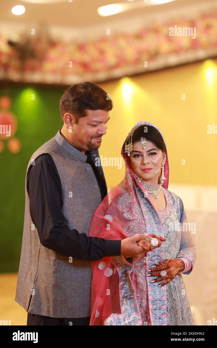 Pakistani wedding: Bride and Groom at Traditional Nikah ceremony in ...
