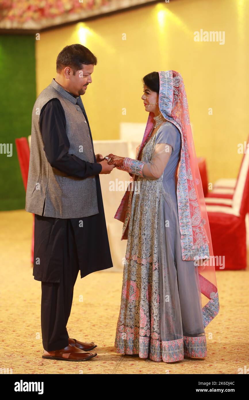 Pakistani wedding: Bride and Groom at Traditional Nikah ceremony in ...