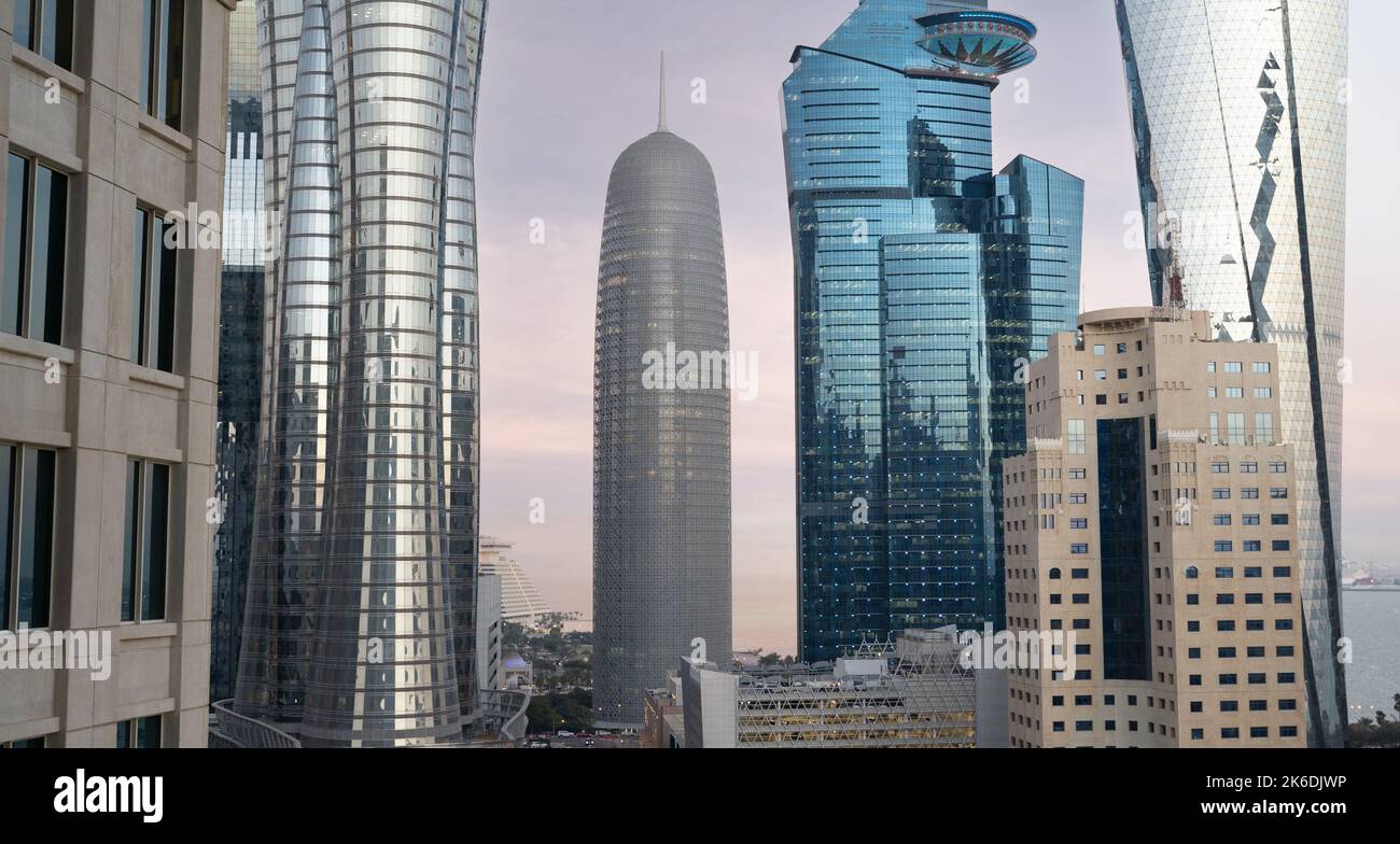 Doha,Qatar- September 09,2022 : vibrant skyline of Doha city center ...