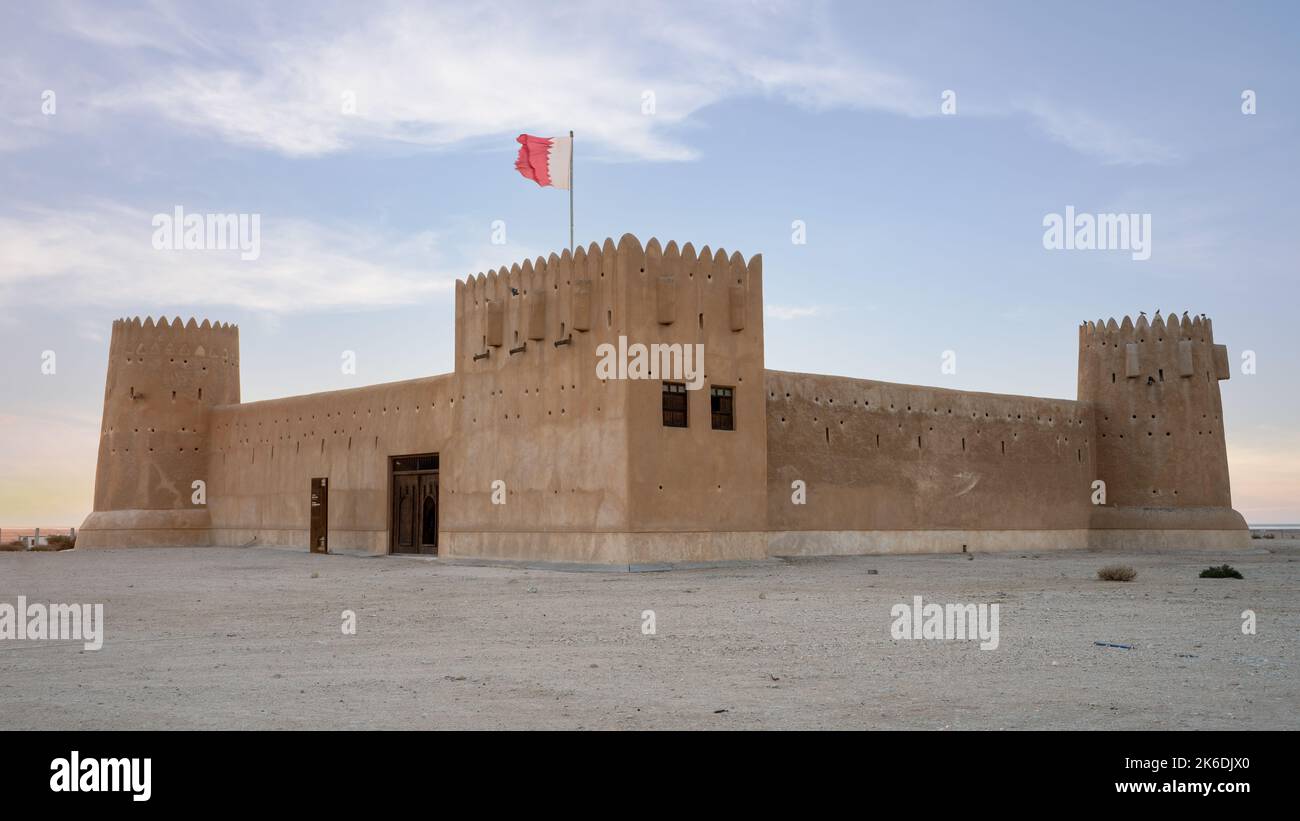 historical old Fort Zubarah (Al Zubara) in North East of the deserts of ...