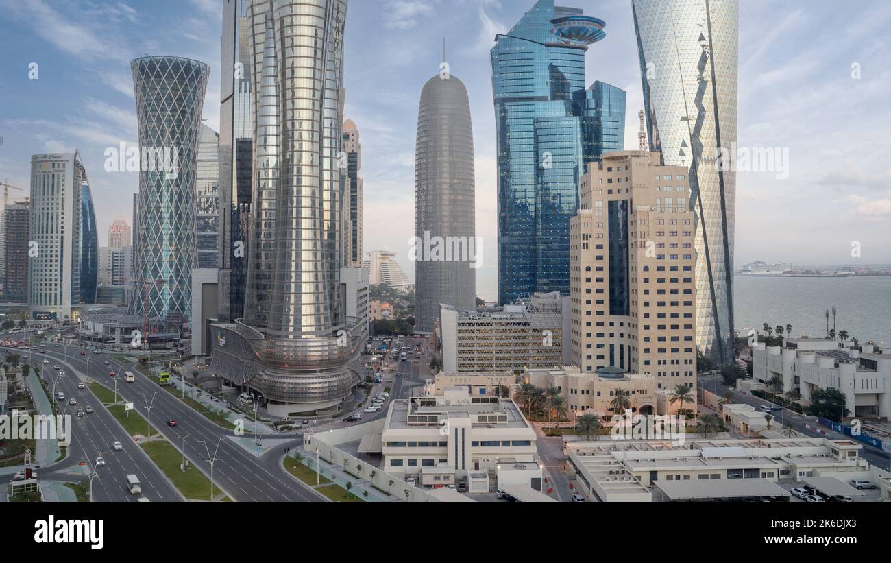 Doha,Qatar- September 09,2022 : vibrant skyline of Doha city center ...