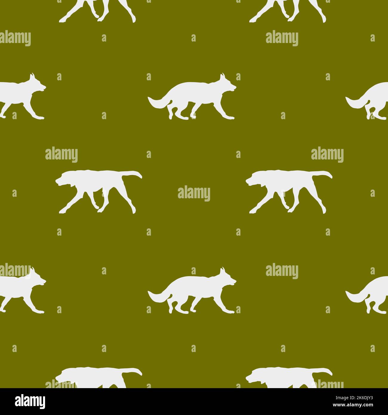 Silhouette of different dogs. German shepherd dog, russian hound ...