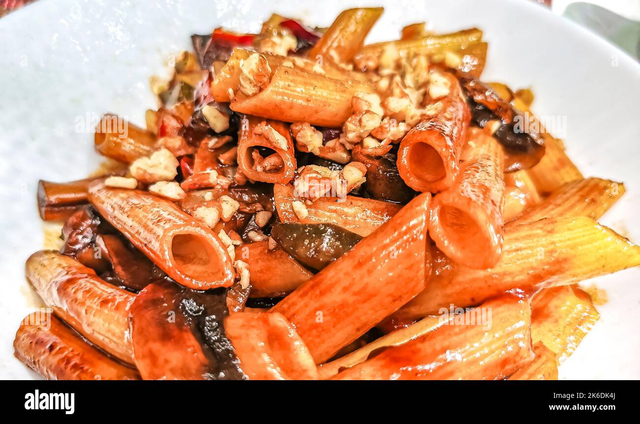 White plate of Thai pasta noodles meal dish food and drink in the ...