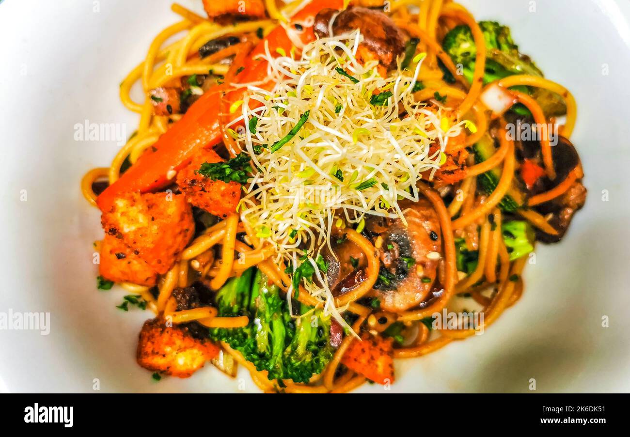 White plate of Thai pasta noodles meal dish food and drink in the ...