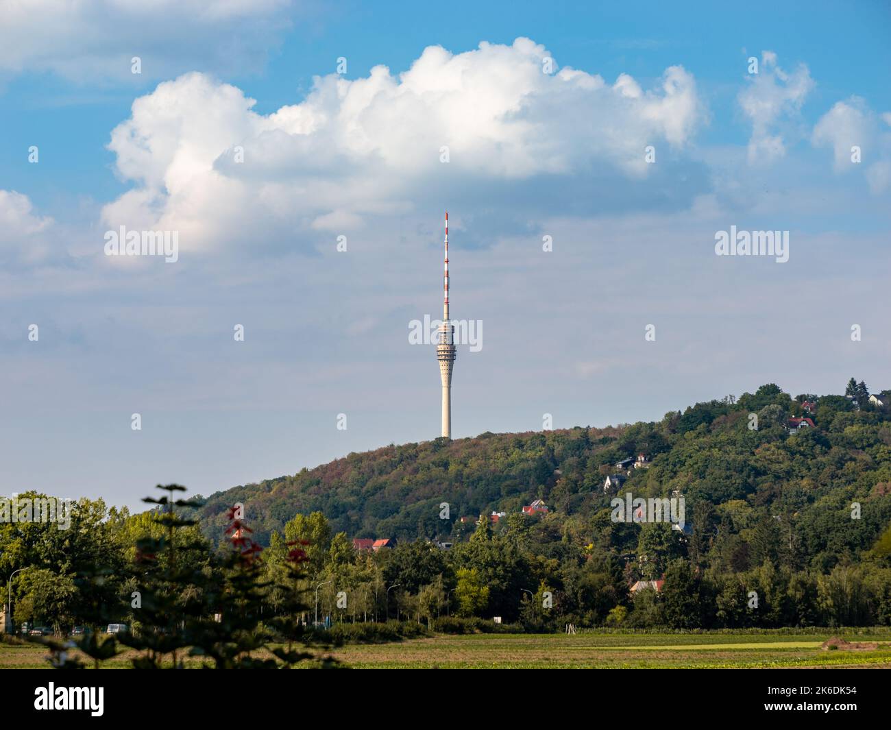 Old television tower in the landscape. The tv tower is a landmark in ...