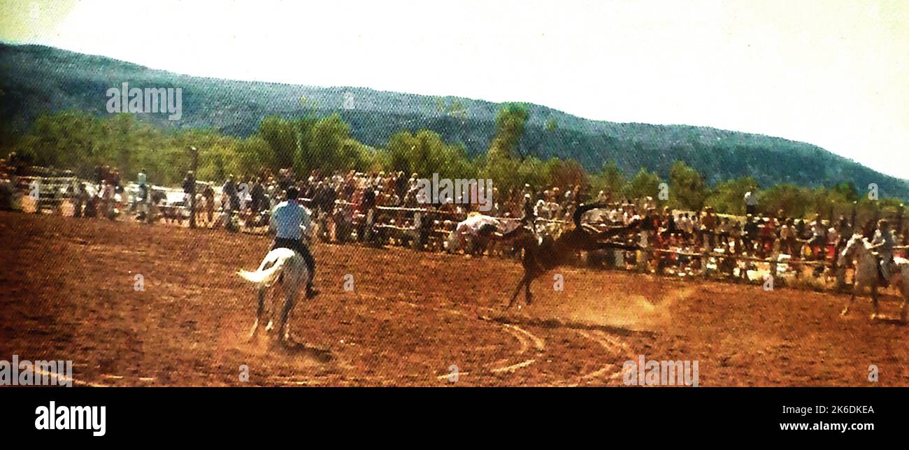 A 1972 scene showing the bar at the Alice Springs Rodeo, Australia ...