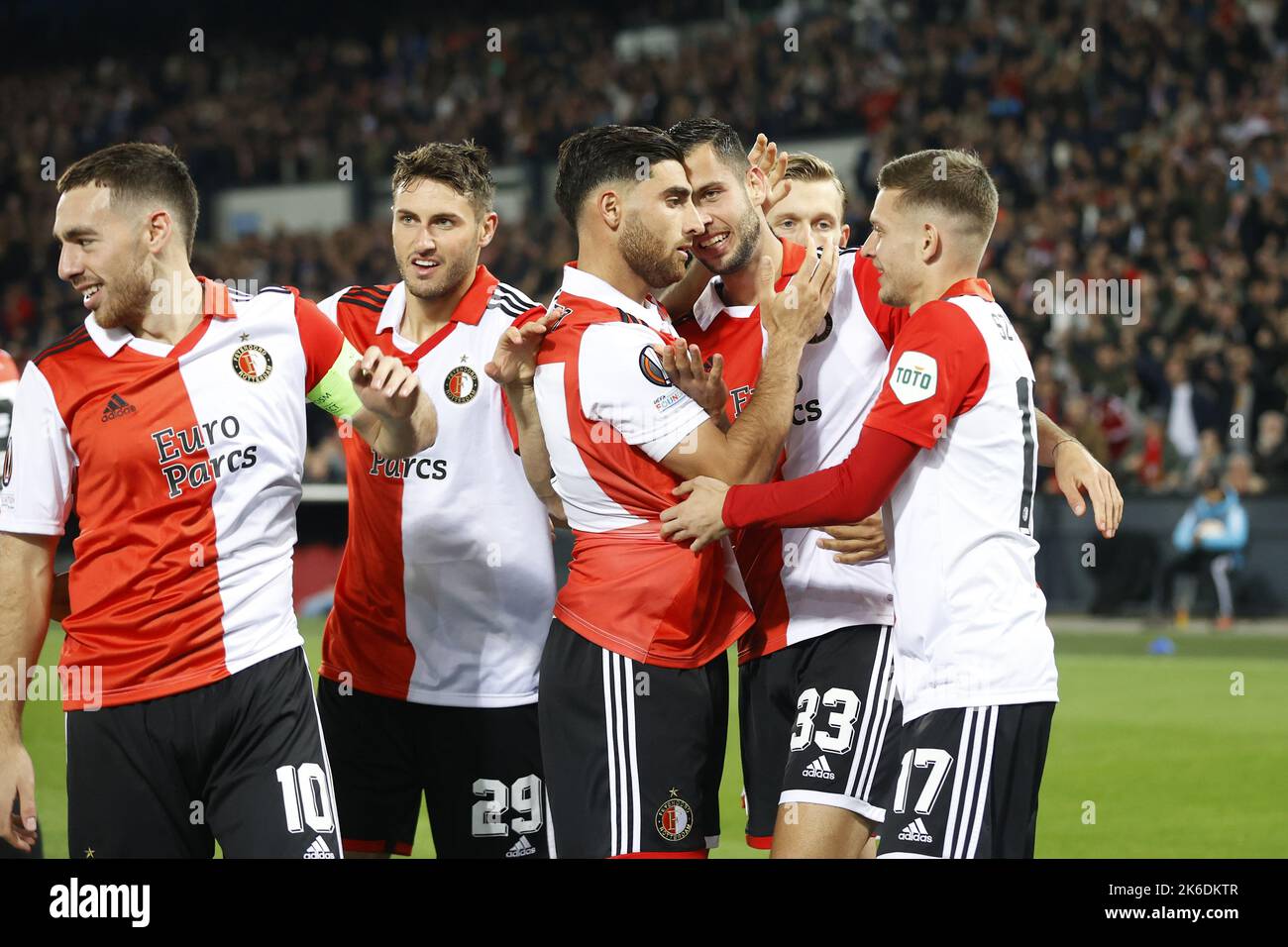 ROTTERDAM - David Hancko of Feyenoord (3r) celebrates 2-1 with his ...