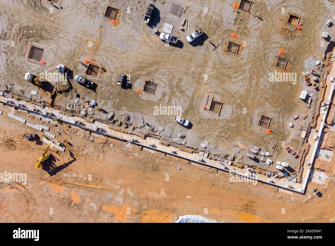 In preparation construction site to concrete foundation pouring ...