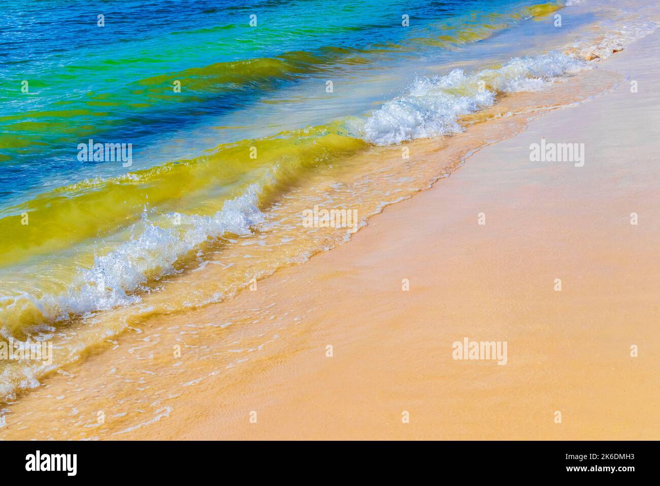 Waves at tropical mexican beach landscape panorama and caribbean sea ...