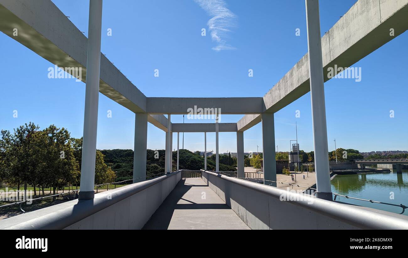 Bridge structure against a blue sky background. Horizontal phtotography ...