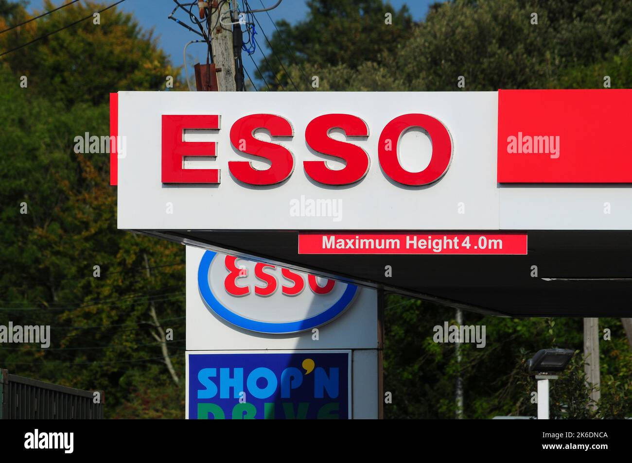 Red and white Esso petrol station sign Stock Photo - Alamy
