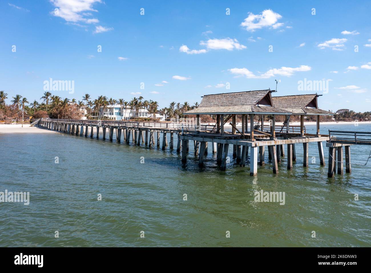 Naples Pier after Hurricane Ian 2022. Heavy damage and destruction ...
