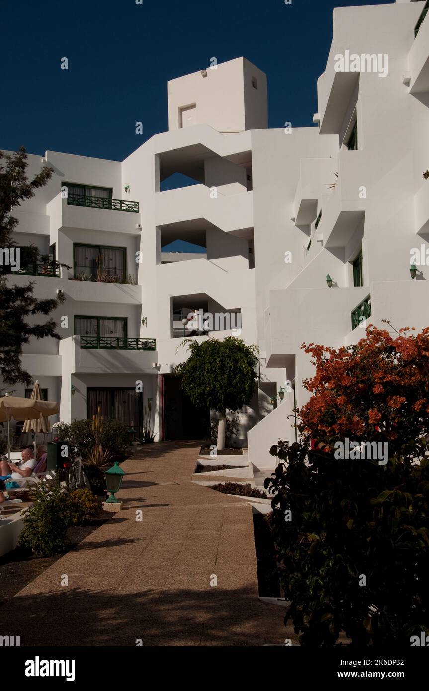 Hotel with Bourgainvillea, Puerta del Carmen, Lanzarote, Canary Islands ...