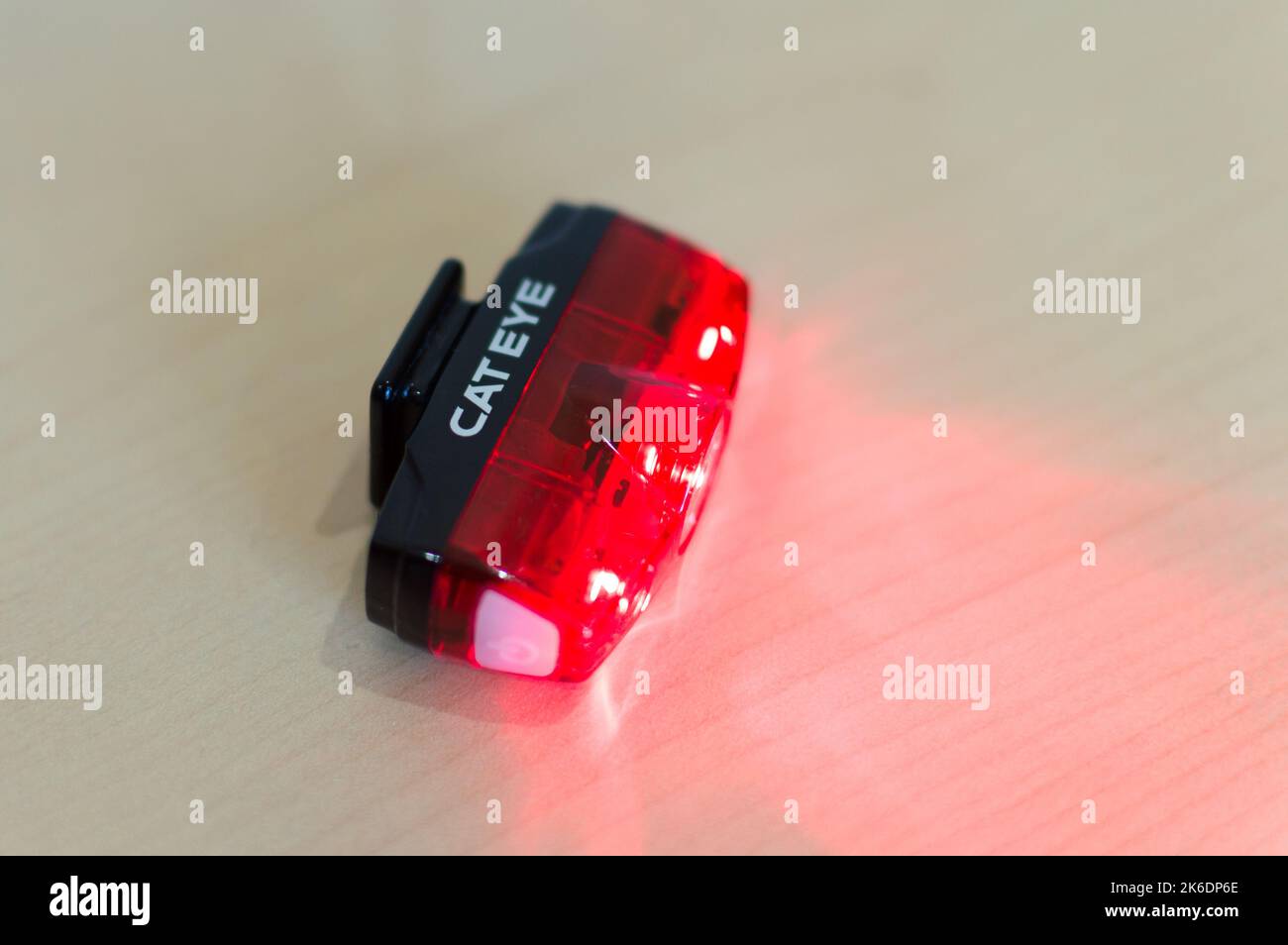Bicycle rear red light Stock Photo - Alamy