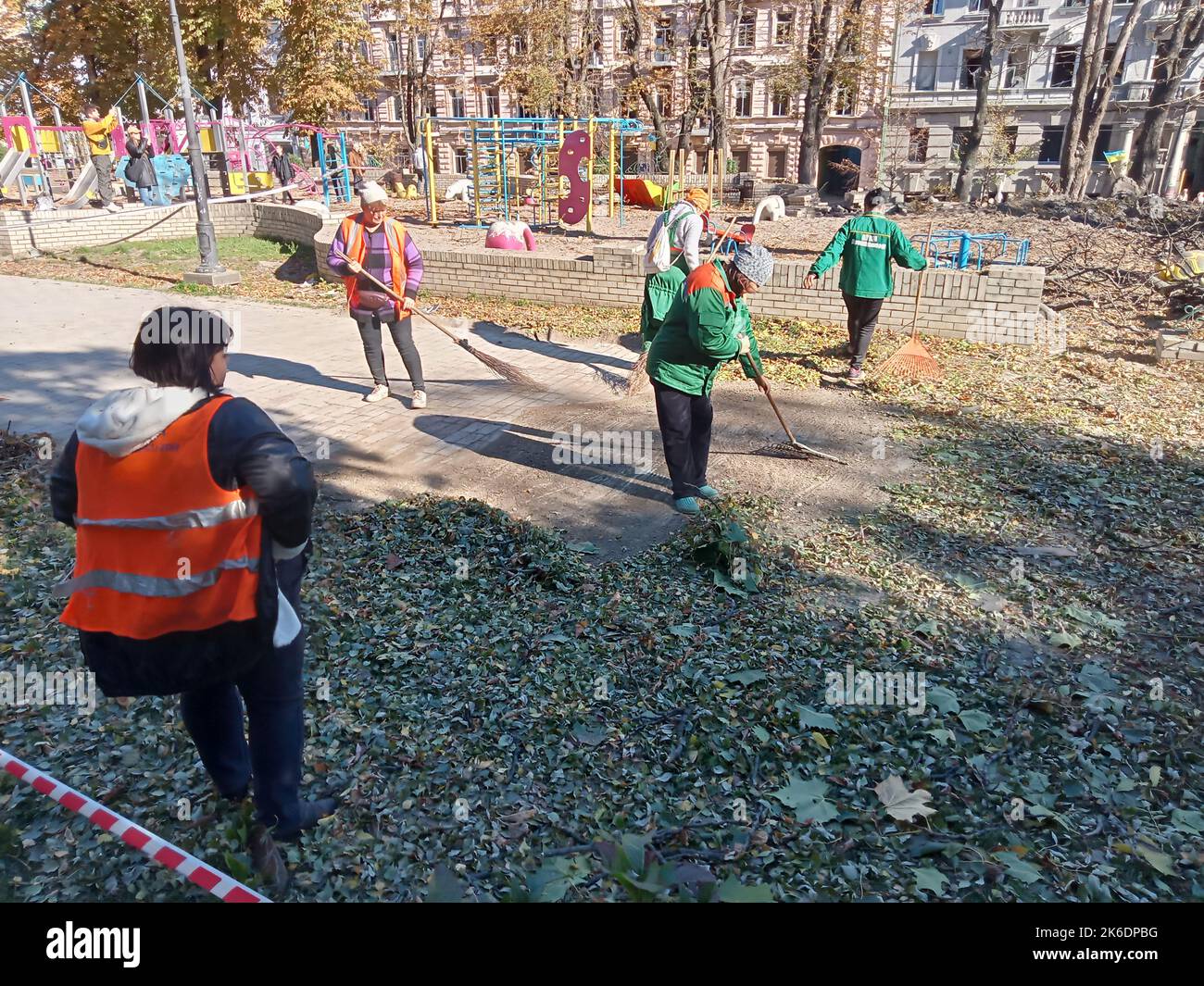 Kyiv, Ukraine, 13/10/2022, Destroyed street area in Kyiv, Ukraine ...