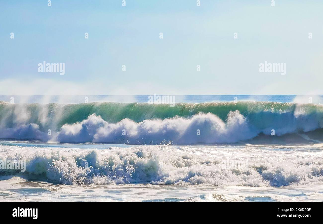 Extremely beautiful huge big surfer waves on the beach in Zicatela ...