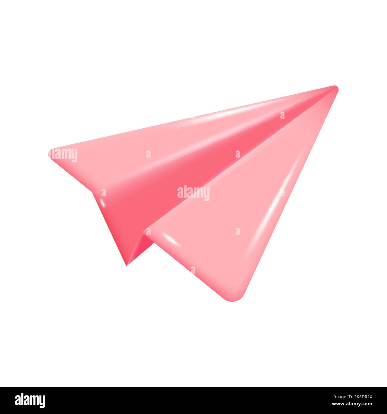 Pink Paper Plane Isolated on White Background. 3D Vector illustration ...
