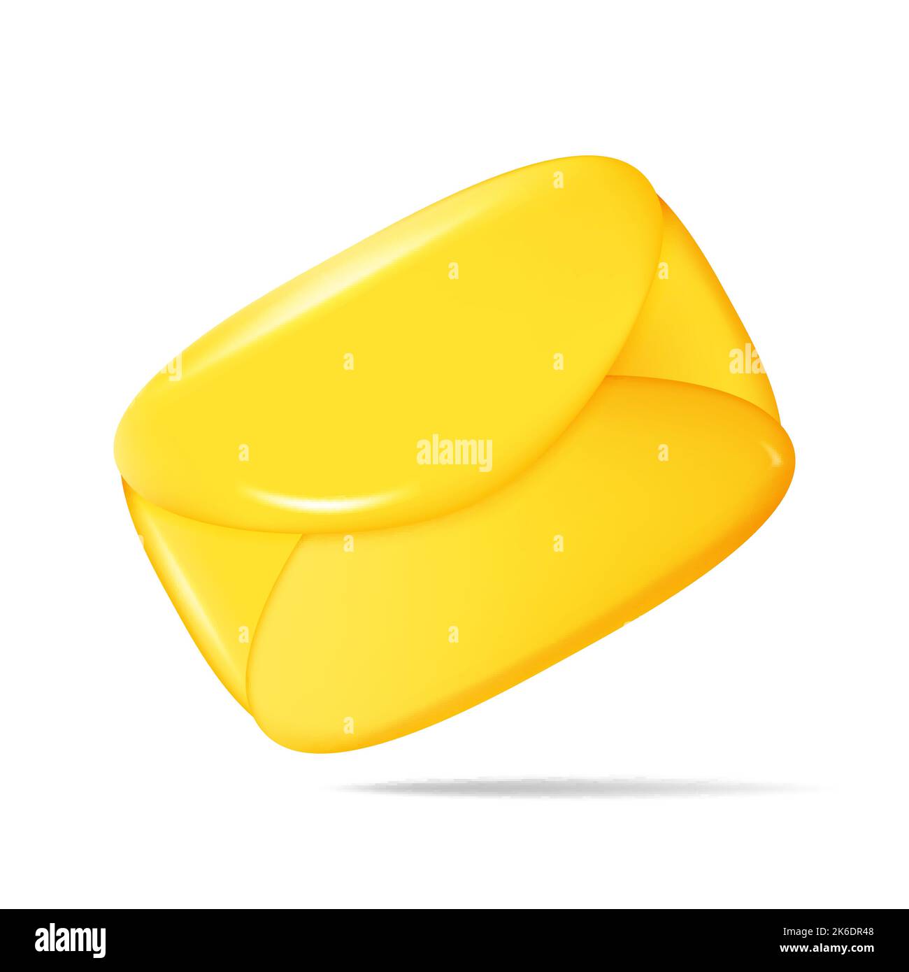 Cartoon Yellow Envelope Message Mail Isolated on White Background. 3D ...