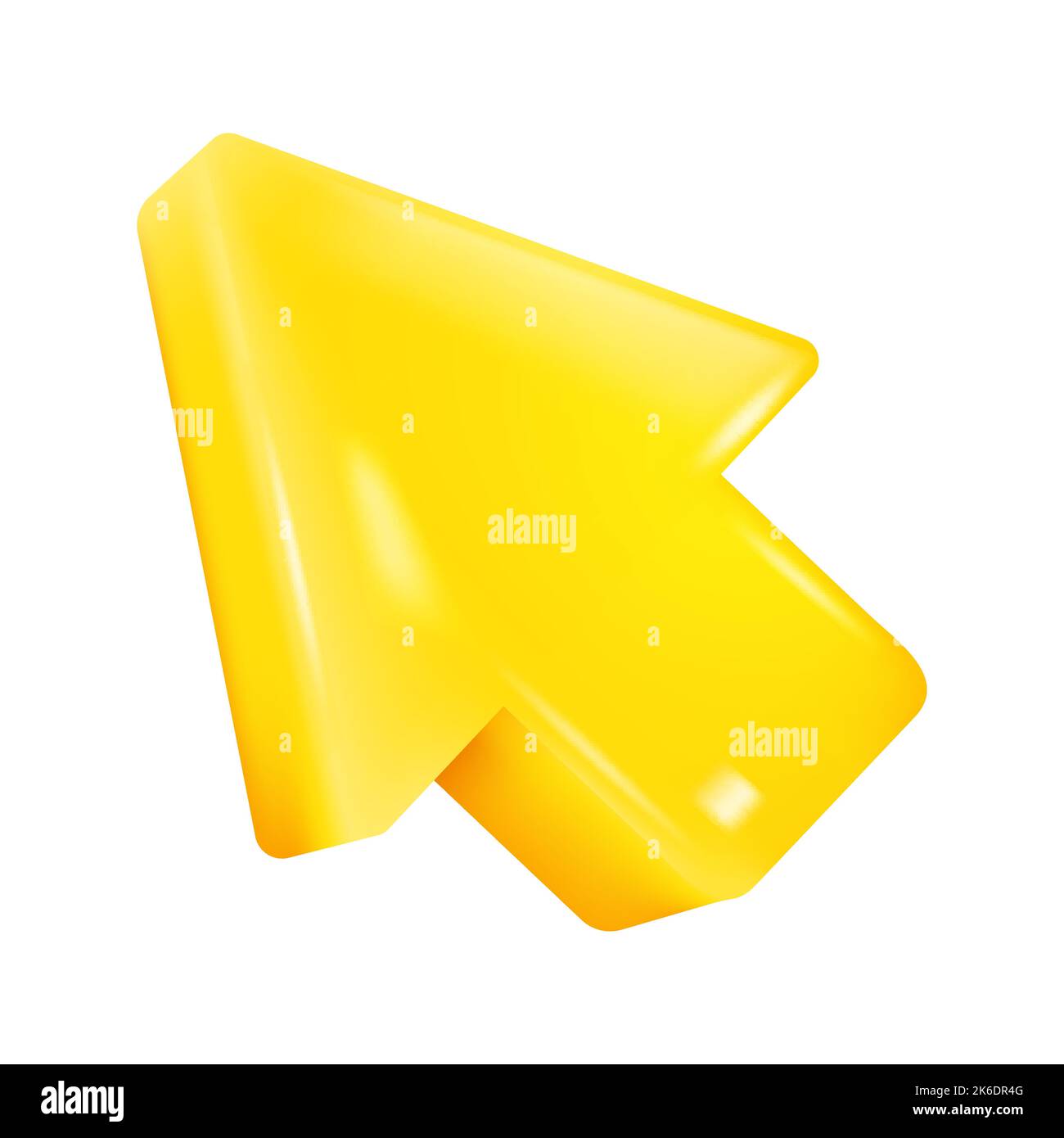Yellow Cursor Pointer Arrow Isolated on White Background. 3D Vector ...