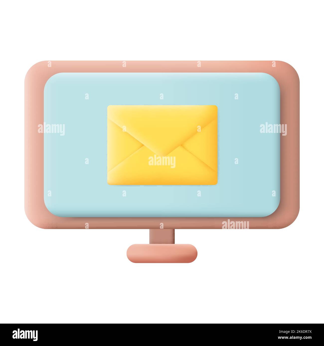 New Email on Computer Screen Isolated on White Background. Email ...