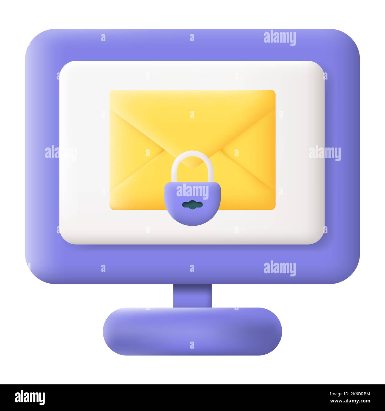 New Encrypted Email on Computer Screen Isolated on White Background ...
