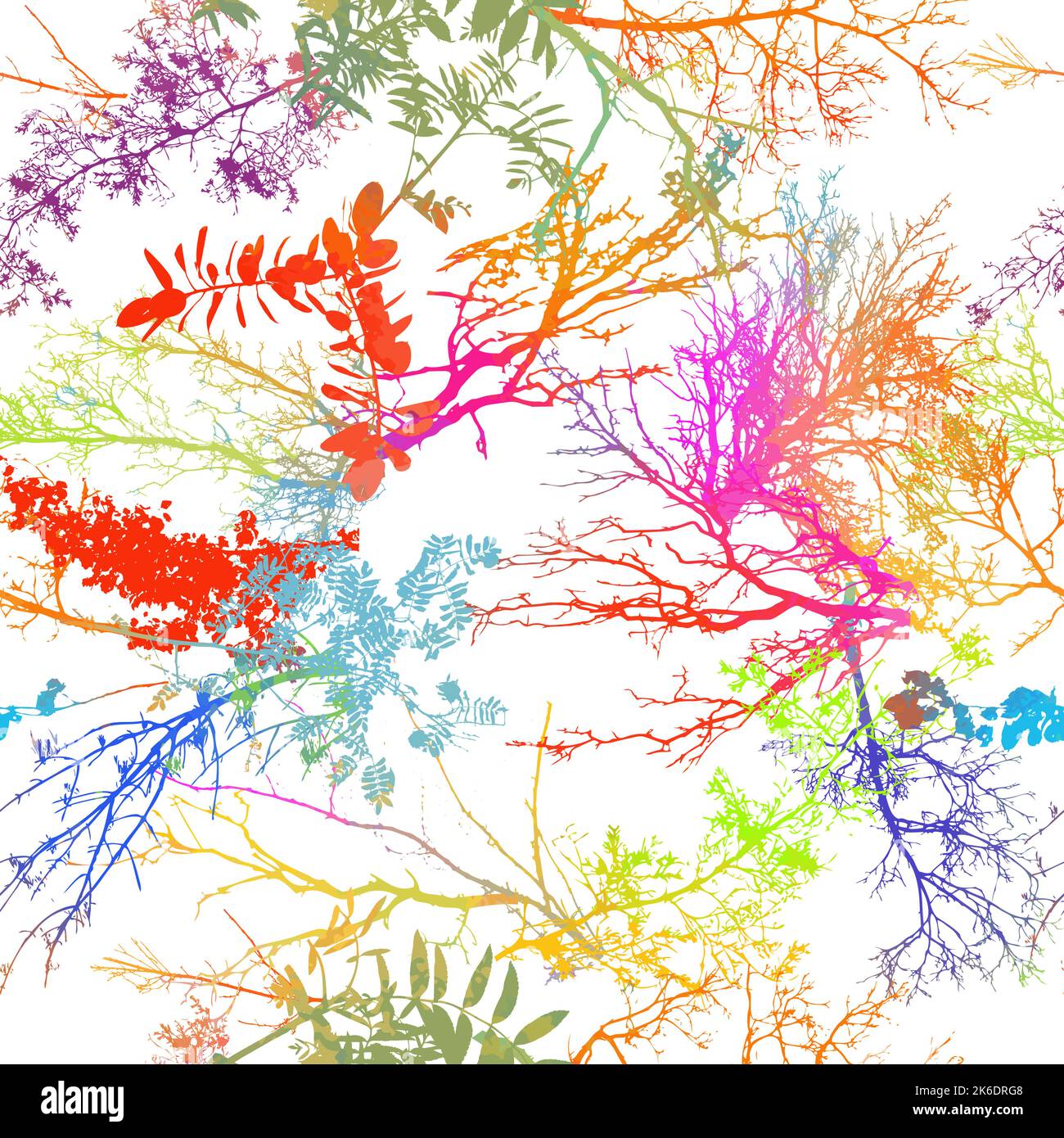 Seamless pattern multicolored tree branches. Vector illustration Stock ...