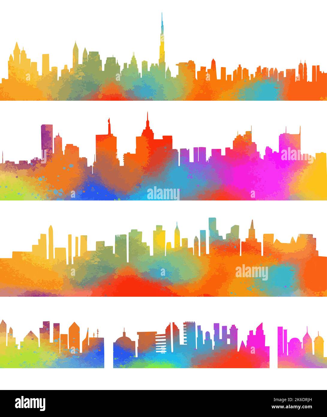 Set Colored town. Abstract city line. Vector illustration Stock Vector ...