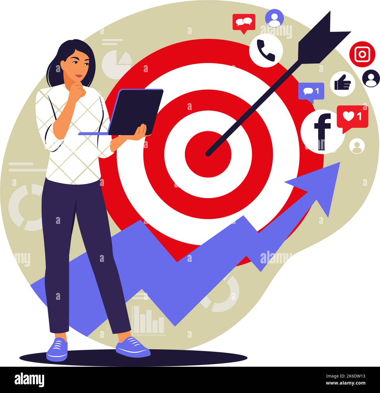 Social media marketing concept. Advertising campaign. Vector ...