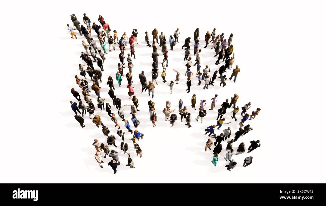 Concept conceptual large community of people forming the shopping cart ...