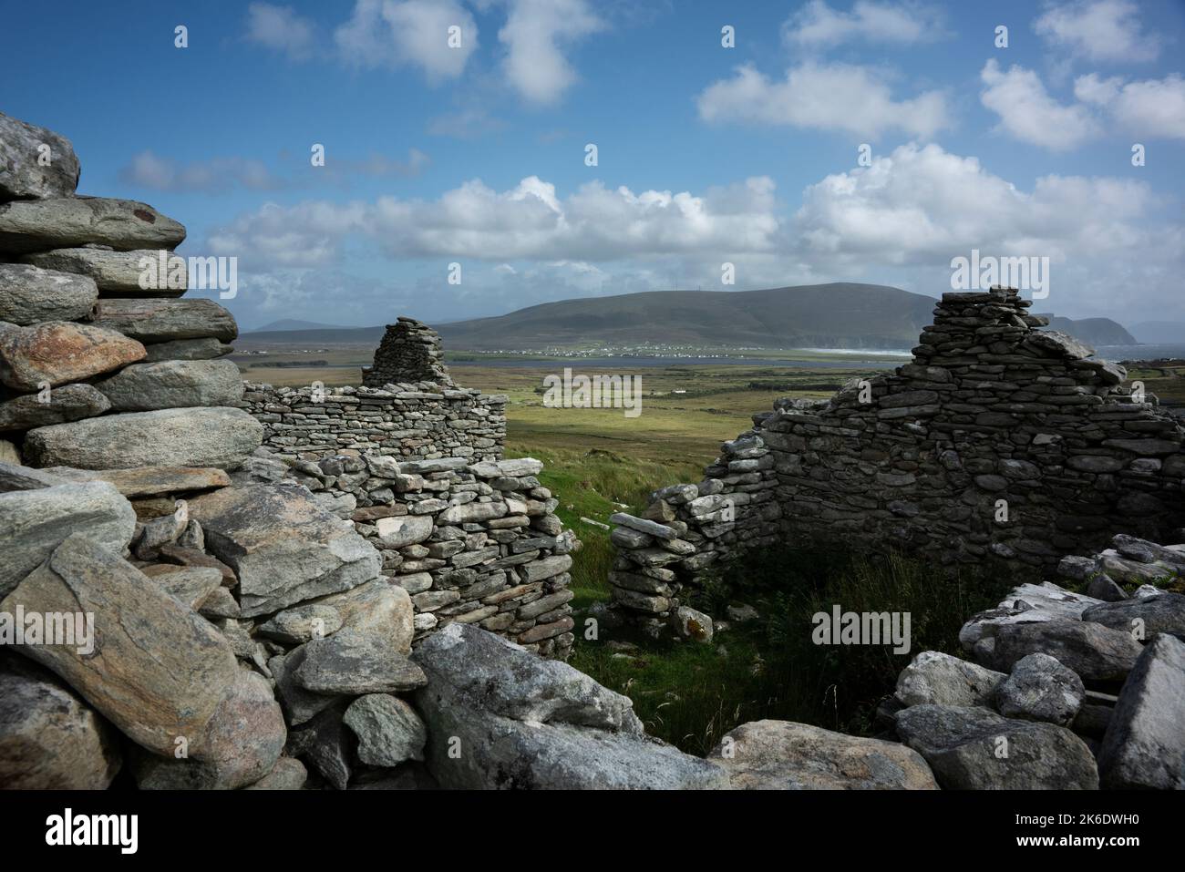 The Deserted Village at Slievemore, Achill Island, Ireland Stock Photo ...